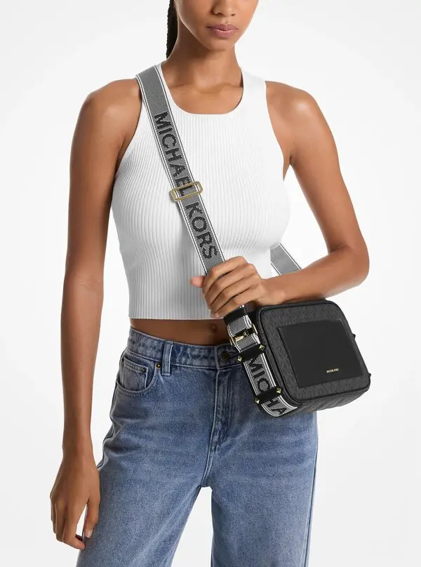 Michael Kors Maeve Large Signature Logo Crossbody Bag - Black