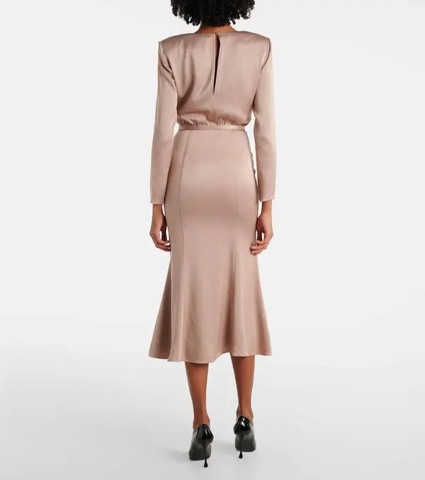 Roland Mouret Belted Satin Crêpe Midi Dress
