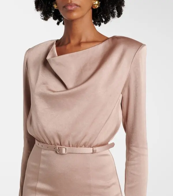 Roland Mouret Belted Satin Crêpe Midi Dress