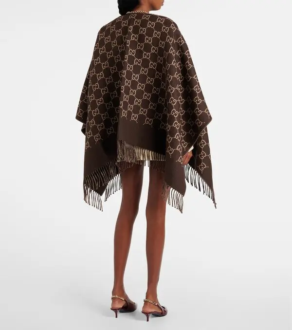 Gucci Gg Wool Jacquard Shawl - Brown