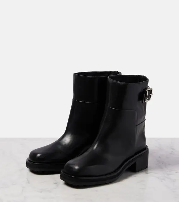 JIMMY CHOO Leather Ankle Boots - Black