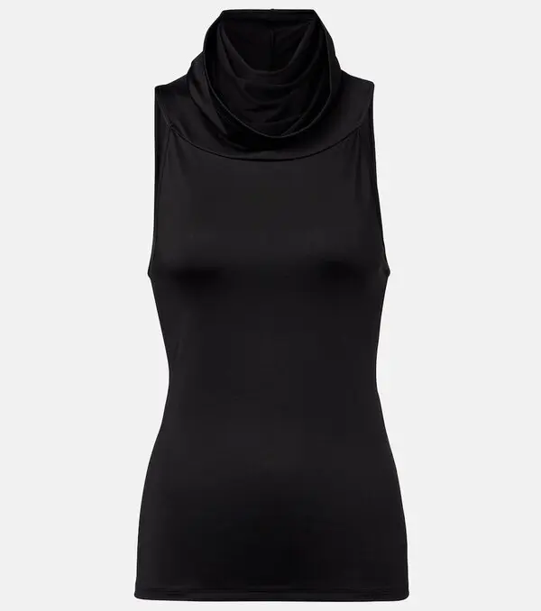 Victoria Beckham Sleeveless Draped Jersey Top - Black