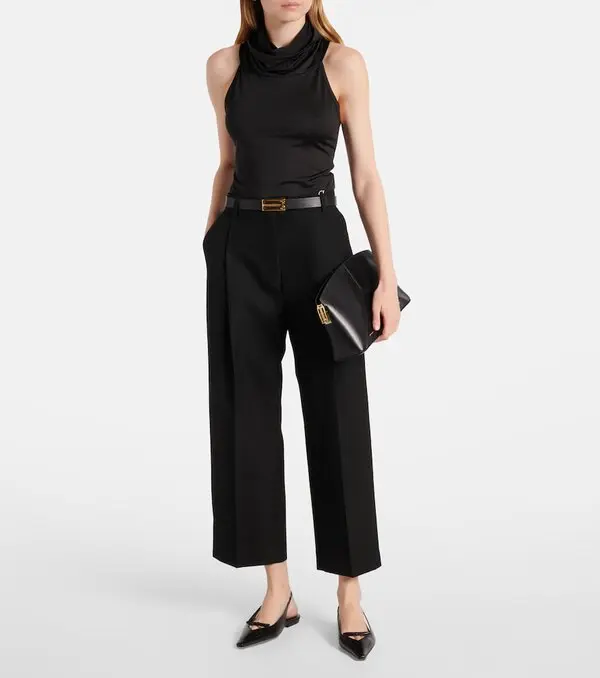 Victoria Beckham Sleeveless Draped Jersey Top - Black