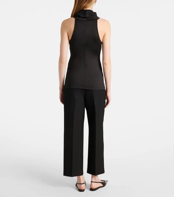 Victoria Beckham Sleeveless Draped Jersey Top - Black