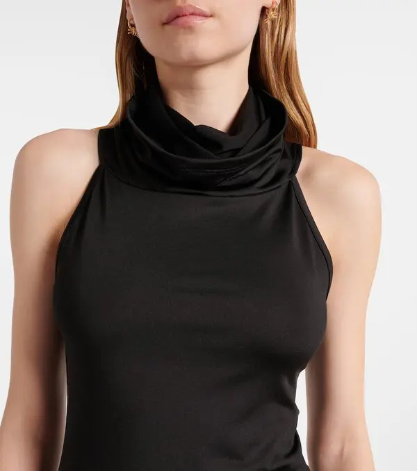 Victoria Beckham Sleeveless Draped Jersey Top - Black