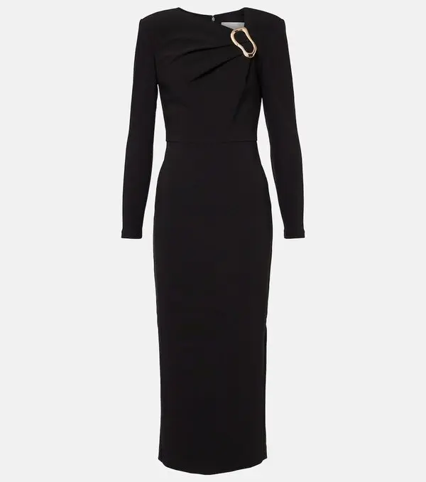Roland Mouret Asymmetric Crêpe Midi Dress - Black