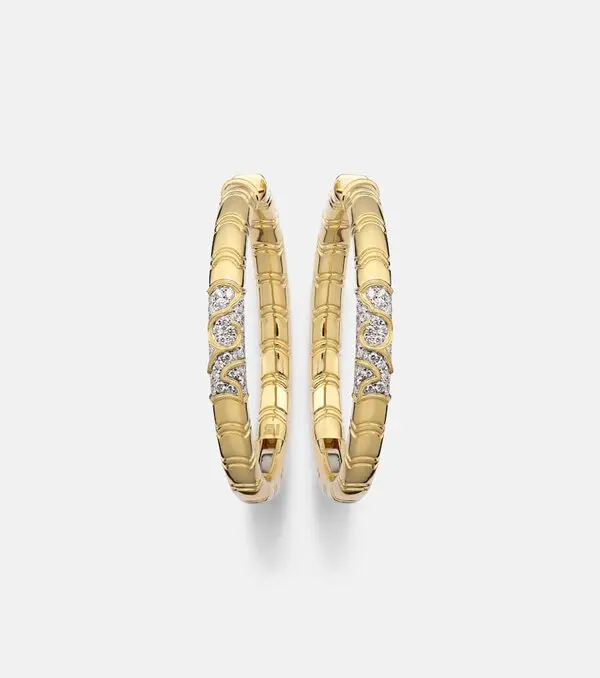 Marina B Ondine 18kt Yellow Hoop Earrings With Diamonds - Gold