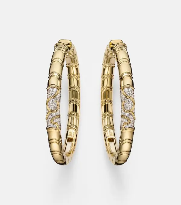 Marina B Ondine 18kt Yellow Hoop Earrings With Diamonds - Gold