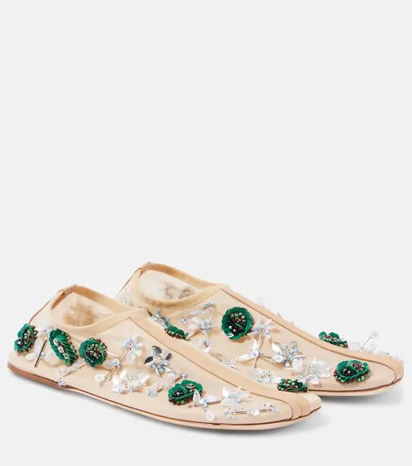 Christopher Esber Embla Embellished Ballet Flats - Beige