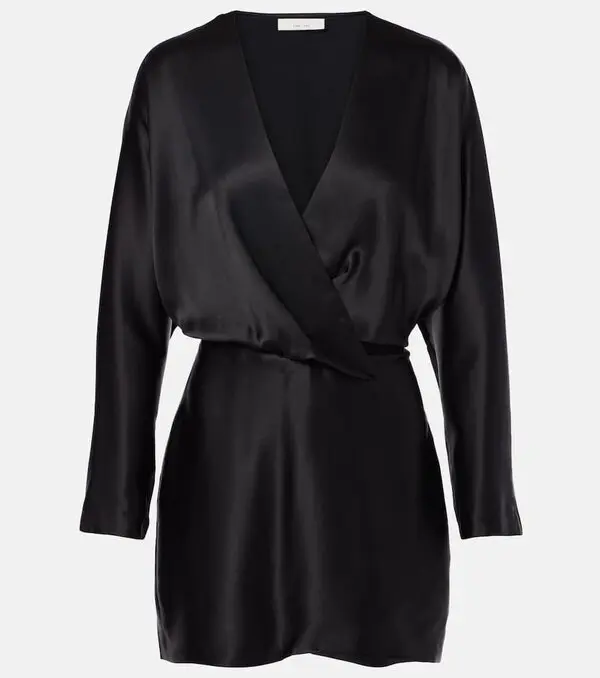 THE SEI Silk Satin Mini Wrap Dress
