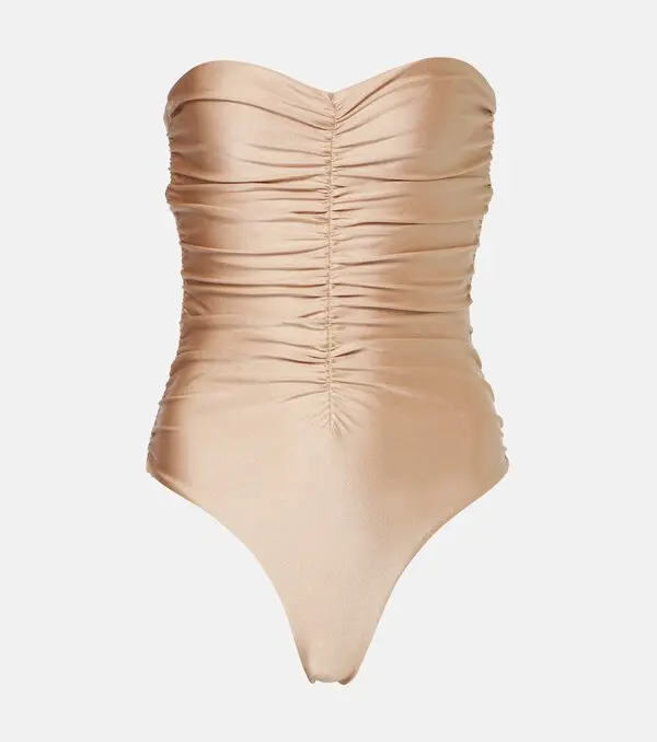 Jade Swim Yara Ruched Strapless One Piece - Neutrals