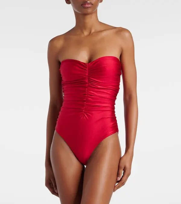 Jade Swim Yara Ruched Strapless One Piece - Red