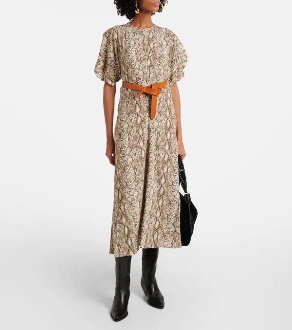 Isabel Marant Étoile Keany Printed Silk-blend Midi Dress - White