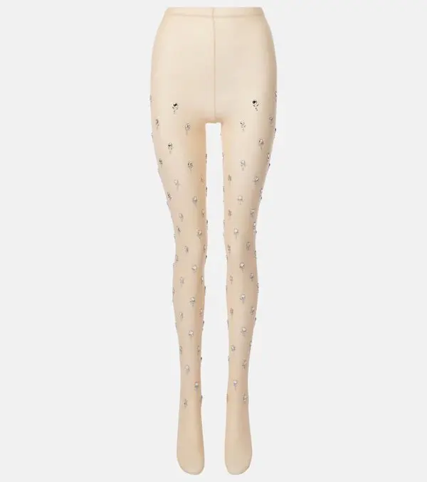 Rabanne Embellished Tights - Beige