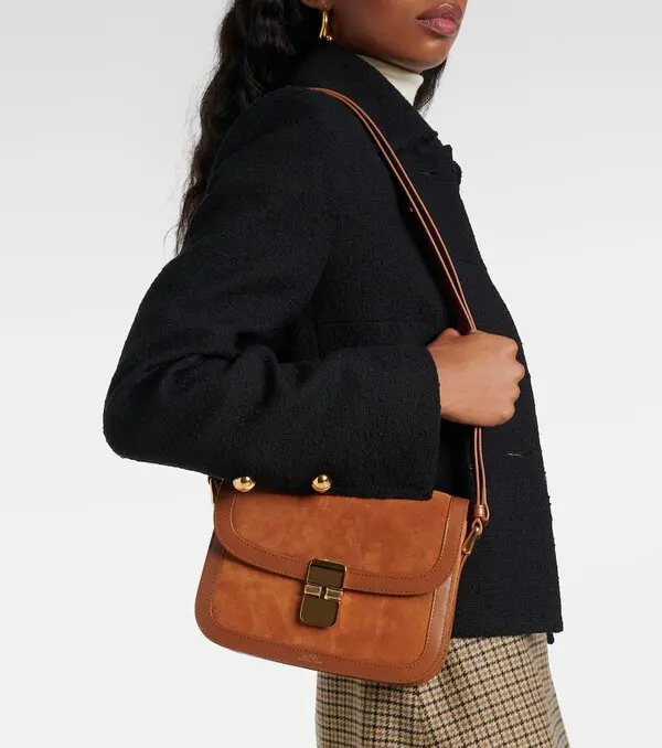 A.p.c. Grace Small Leather And Suede Bag