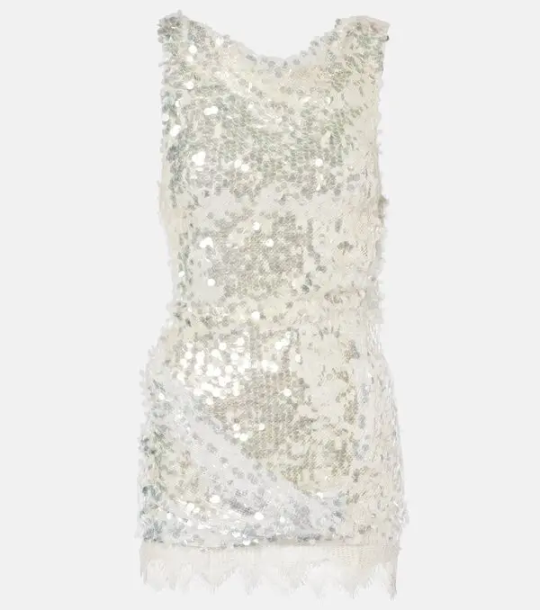 christopher esber opaline sequin mini dress Christopher Esber Opaline Sequined Mini Dress - White