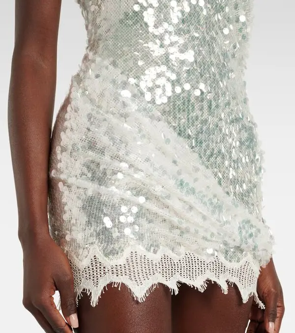 Christopher Esber Sequinned Mini Dress In White | Editorialist