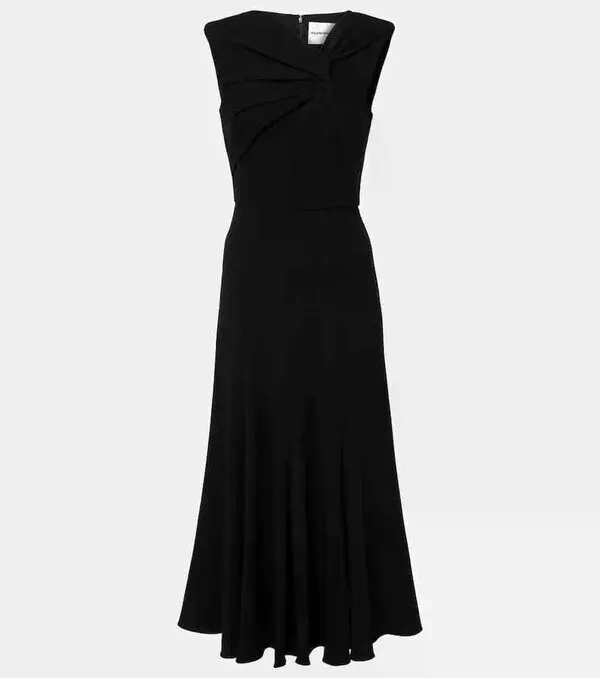 Roland Mouret Gathered Cady Midi Dress - Black