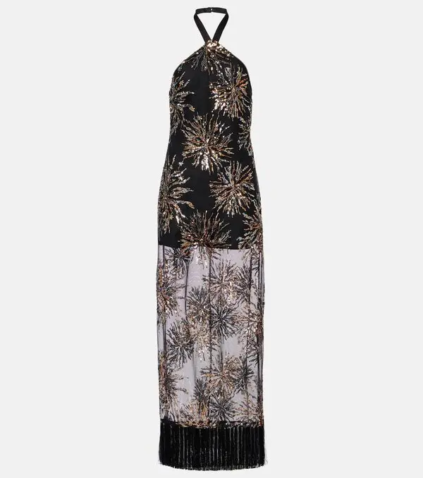 TALLER MARMO Nina Soleil Sequined Maxi Dress