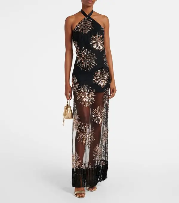 TALLER MARMO Nina Soleil Sequined Maxi Dress