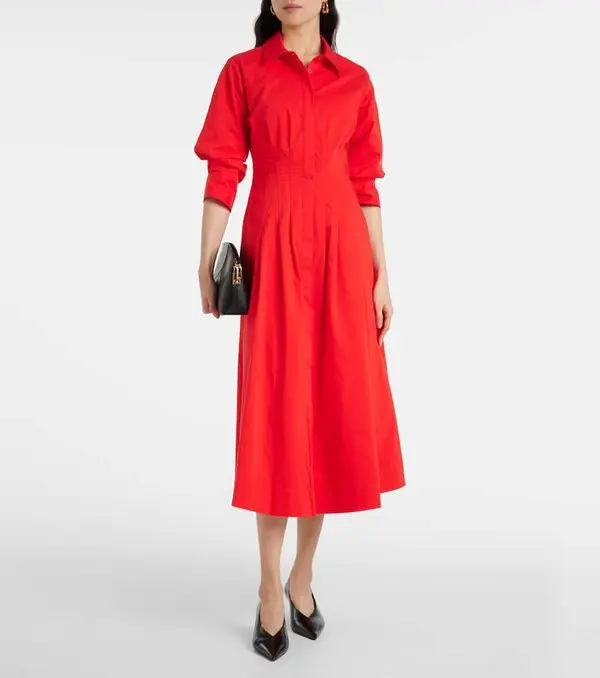 Simkhai Jazz Cotton-blend Midi Shirt Dress - Red