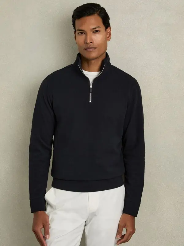 REISS Creek Brushed Corduroy Half-zip Jumper - Navy
