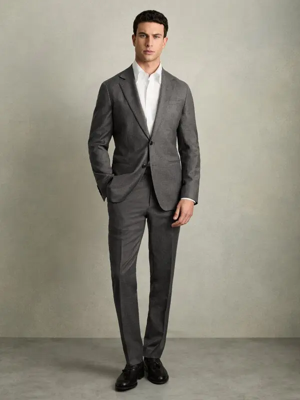 REISS Slim-fit Wool Blend Suit Trousers - Grey Melange