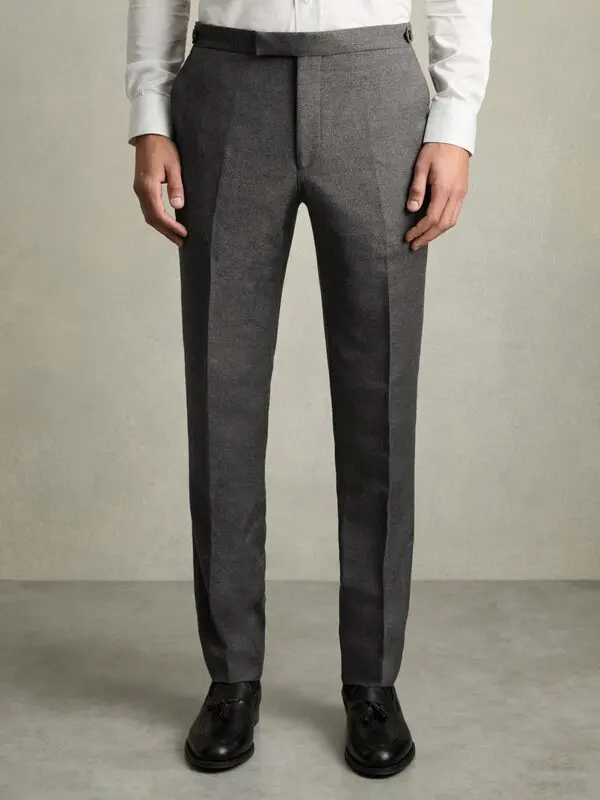 REISS Slim-fit Wool Blend Suit Trousers - Grey Melange