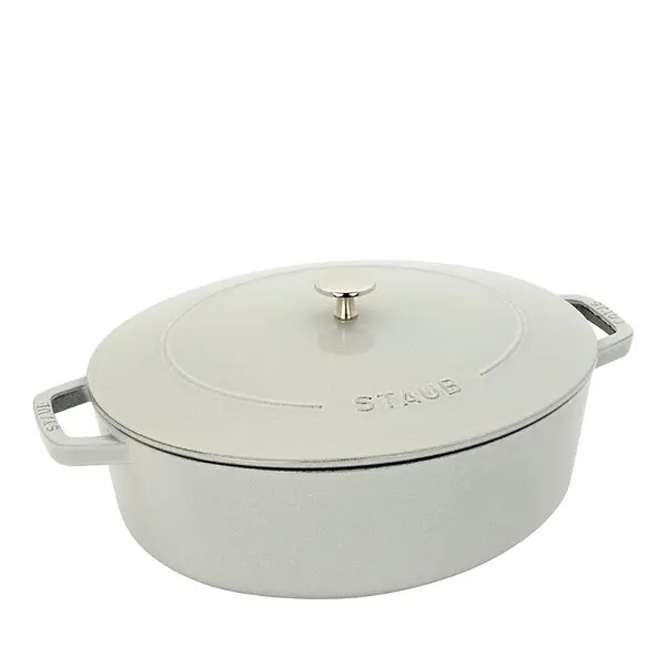 STAUB Cast Iron 6.25 Qt. Wide Oval Dutch Oven - Cream