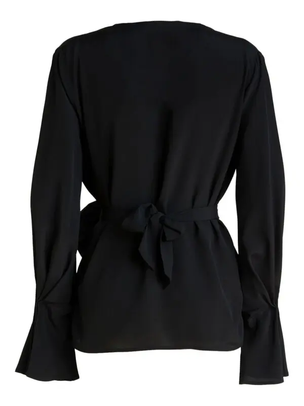SIMONA CORSELLINI Floral Appliqué Wrap Blouse - Black