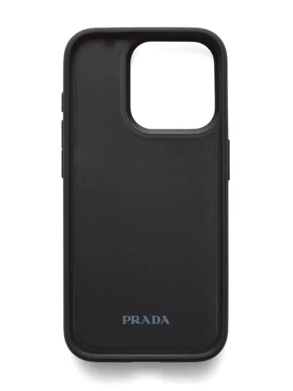 Prada Triangle-logo Iphone 15 Pro Case - Blue