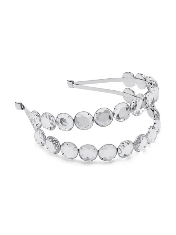 JIMMY CHOO Crystal Embellished Double Row Headband - Silver