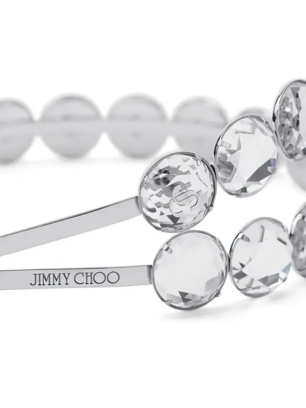 JIMMY CHOO Crystal Embellished Double Row Headband - Silver