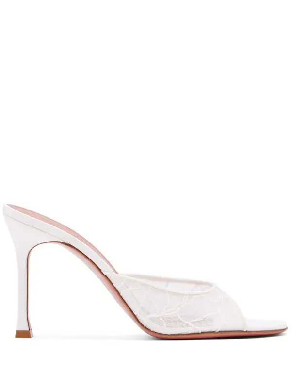 Amina Muaddi Alexa 95mm Sandals - White