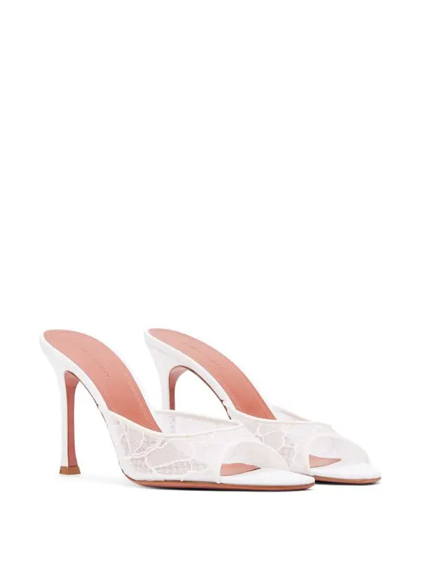 Amina Muaddi Alexa 95mm Sandals - White