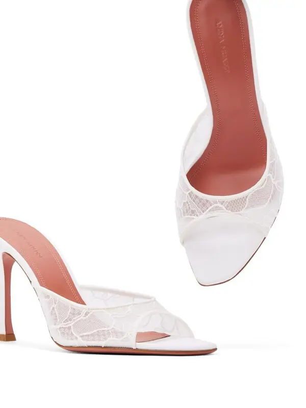 Amina Muaddi Alexa 95mm Sandals - White