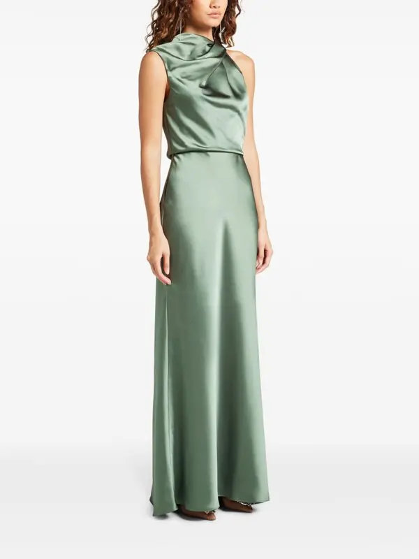 amsale fluid satin draped neck dress Amsale Fluid Satin Relaxed Drape Gown