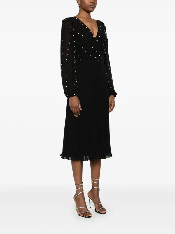 NISSA Crystal-embellished Chiffon Midi Dress