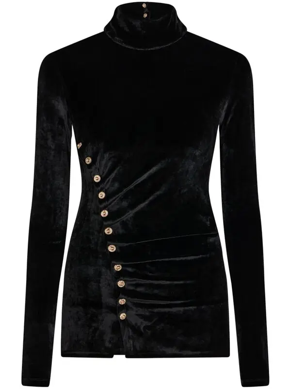 Rabanne Draped Velvet Top - Black