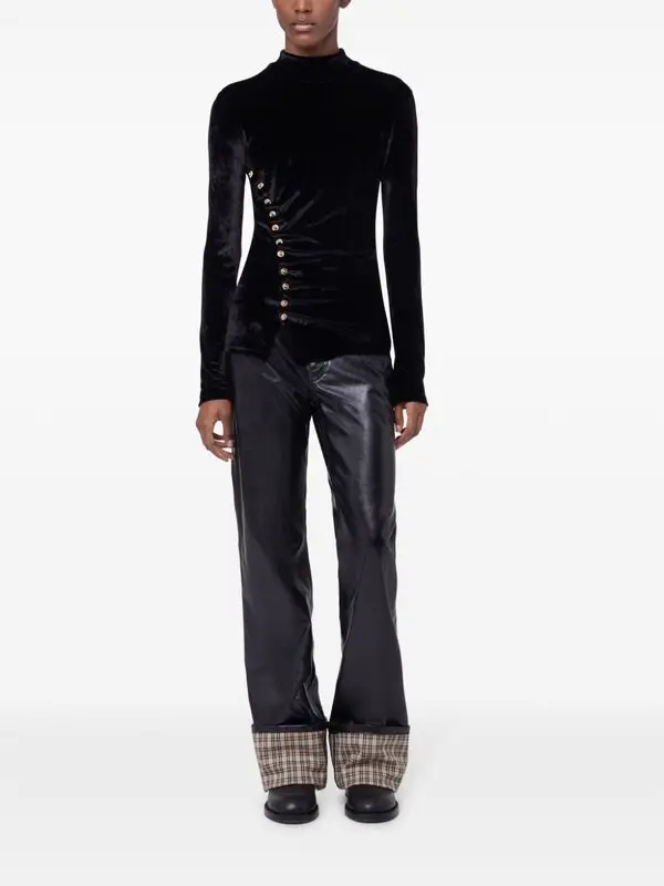 Rabanne Draped Velvet Top - Black