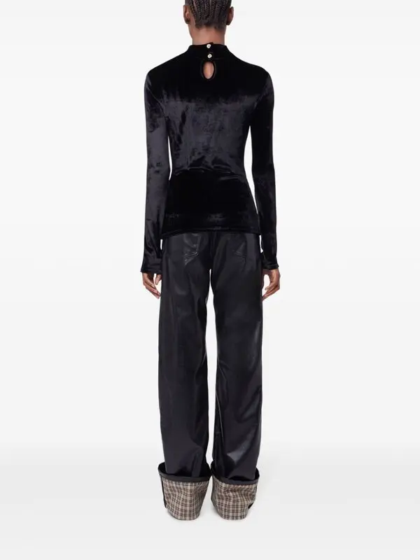 Rabanne Draped Velvet Top - Black