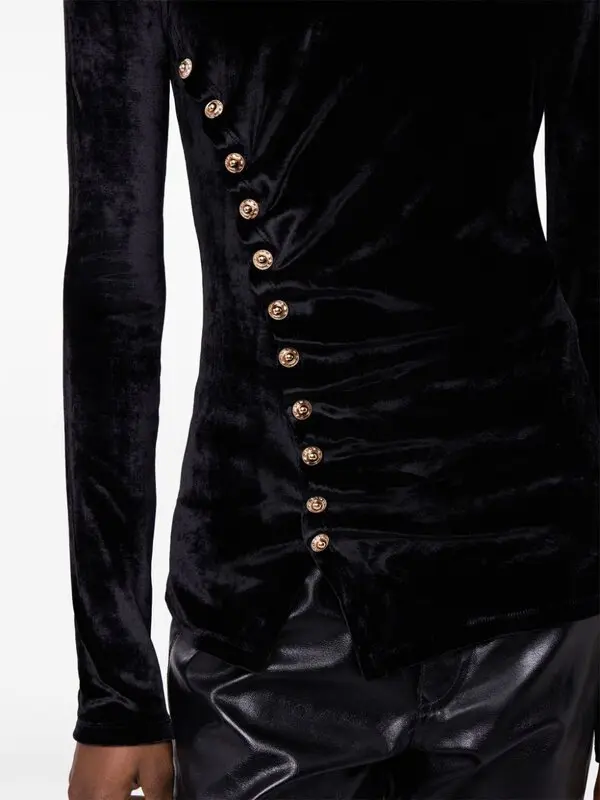 Rabanne Draped Velvet Top - Black