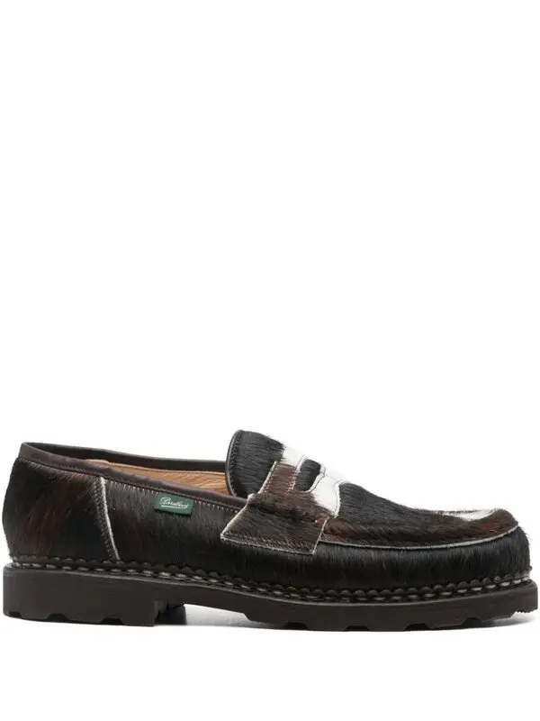 Paraboot Reims Cow Print Loafers - Brown