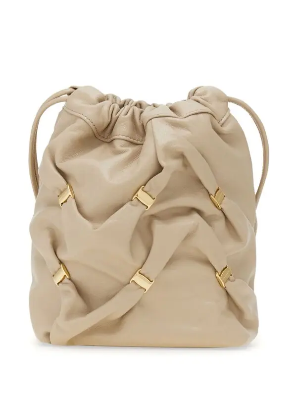 FERRAGAMO Mini Leather Bucket Bag - Neutrals