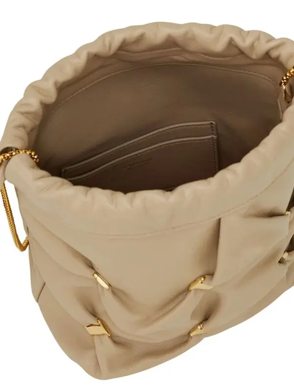 FERRAGAMO Mini Leather Bucket Bag - Neutrals