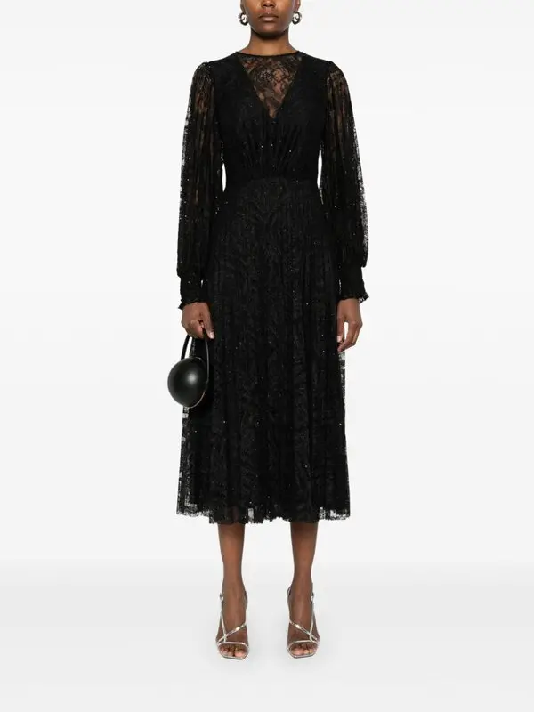 NISSA Floral-lace Midi Dress