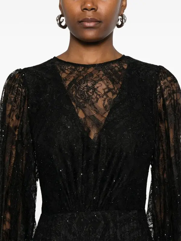 NISSA Floral-lace Midi Dress