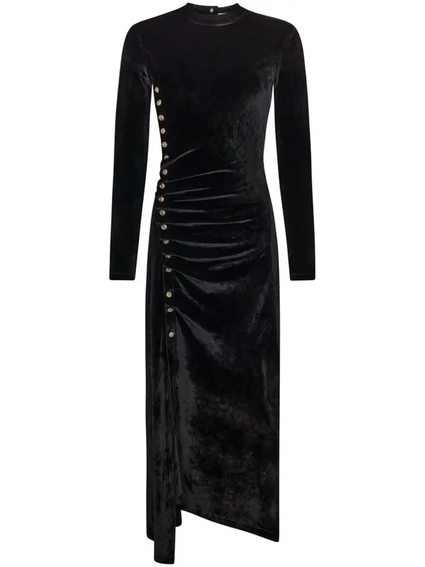 Rabanne Draped Velvet Maxi Dress