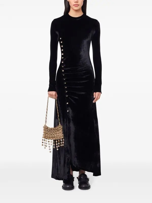 Rabanne Draped Velvet Maxi Dress