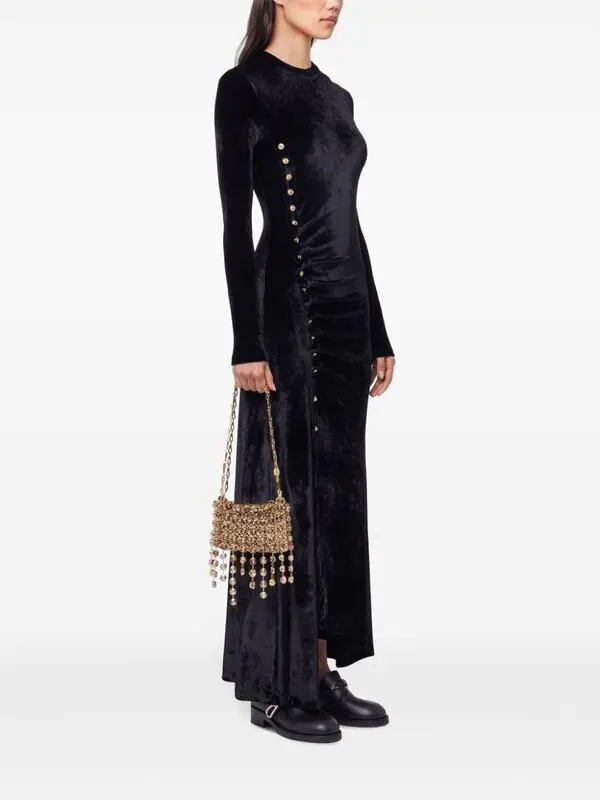 Rabanne Draped Velvet Maxi Dress